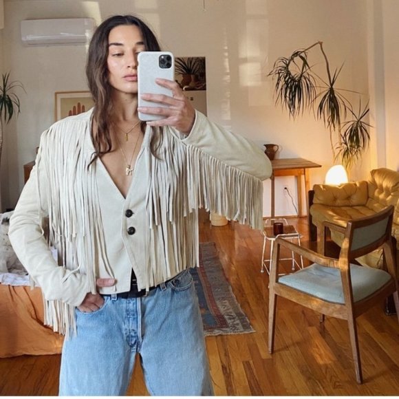 Tularosa | Jackets & Coats | Tularosa Faux Suede Fringe Tassel Jacket Blazer Western Bohemian ...